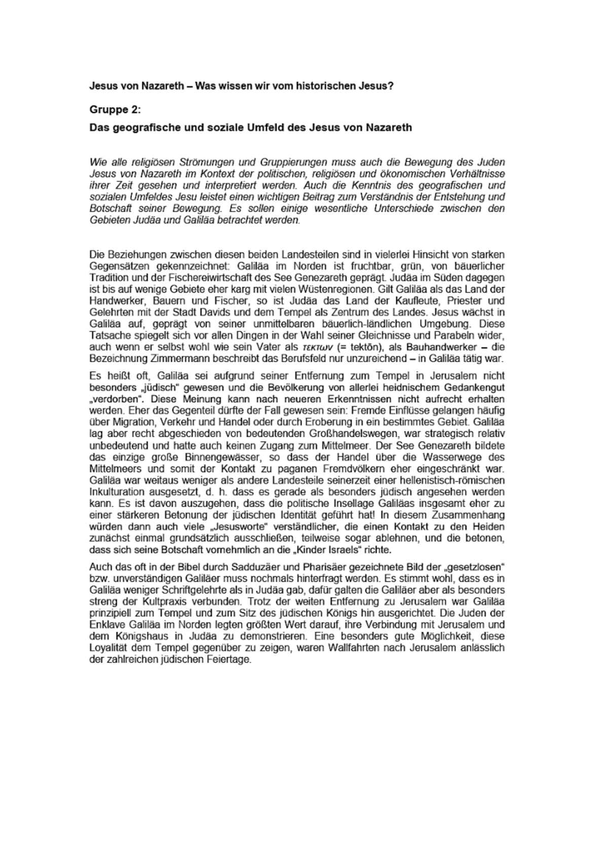 Religion Lecture Notes - Mitschrift - Studocu