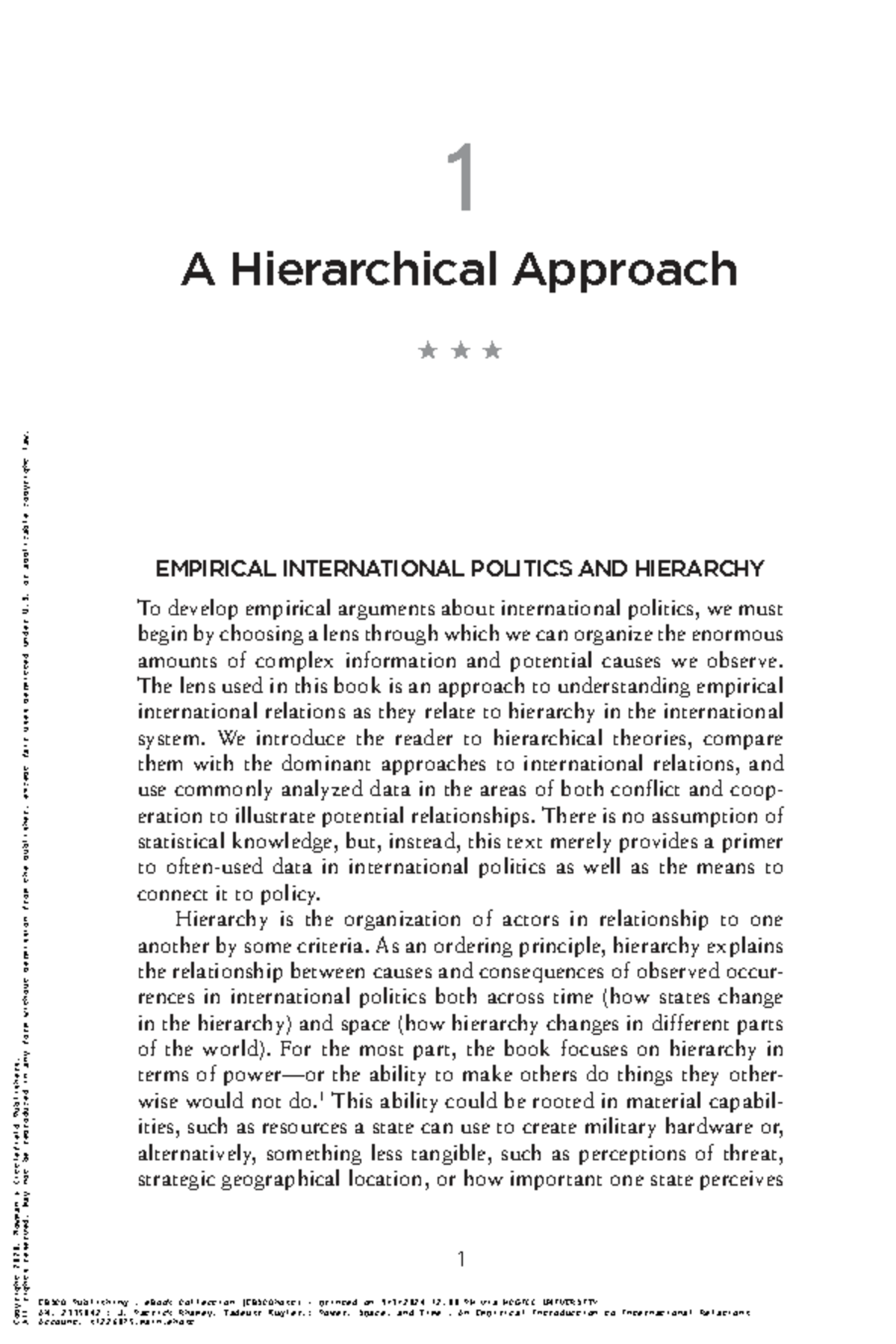 Empirical Insights into Hierarchical Theories in International Politics ...