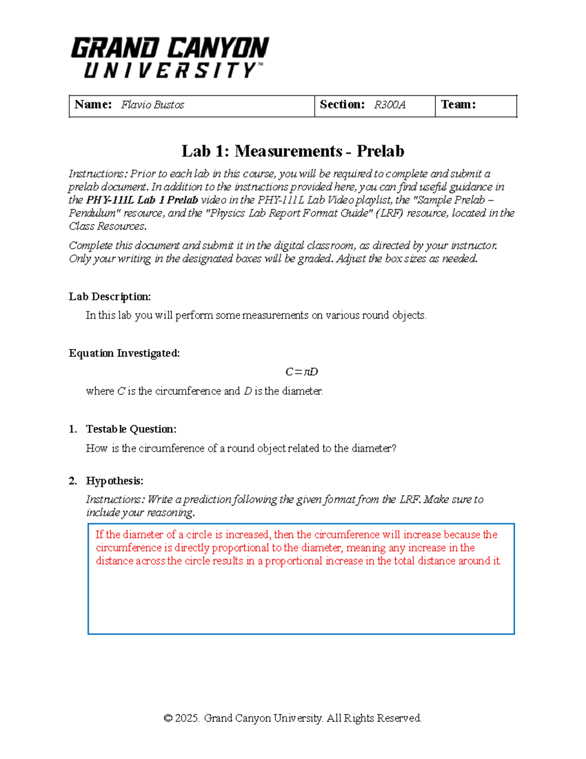Lab R300A: Measurements Prelab Instructions and Guidelines - Studocu