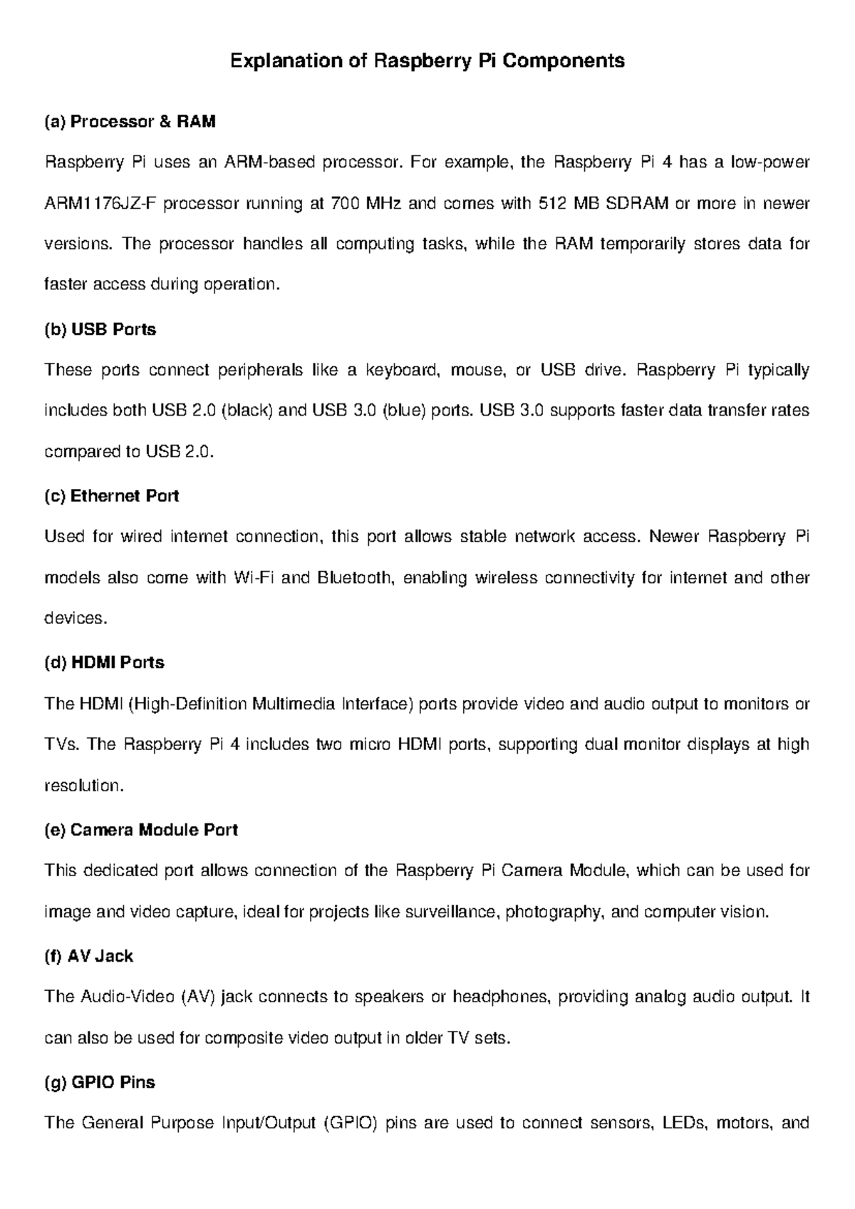 Raspberry Pi Components Overview: Key Features Explained - Studocu