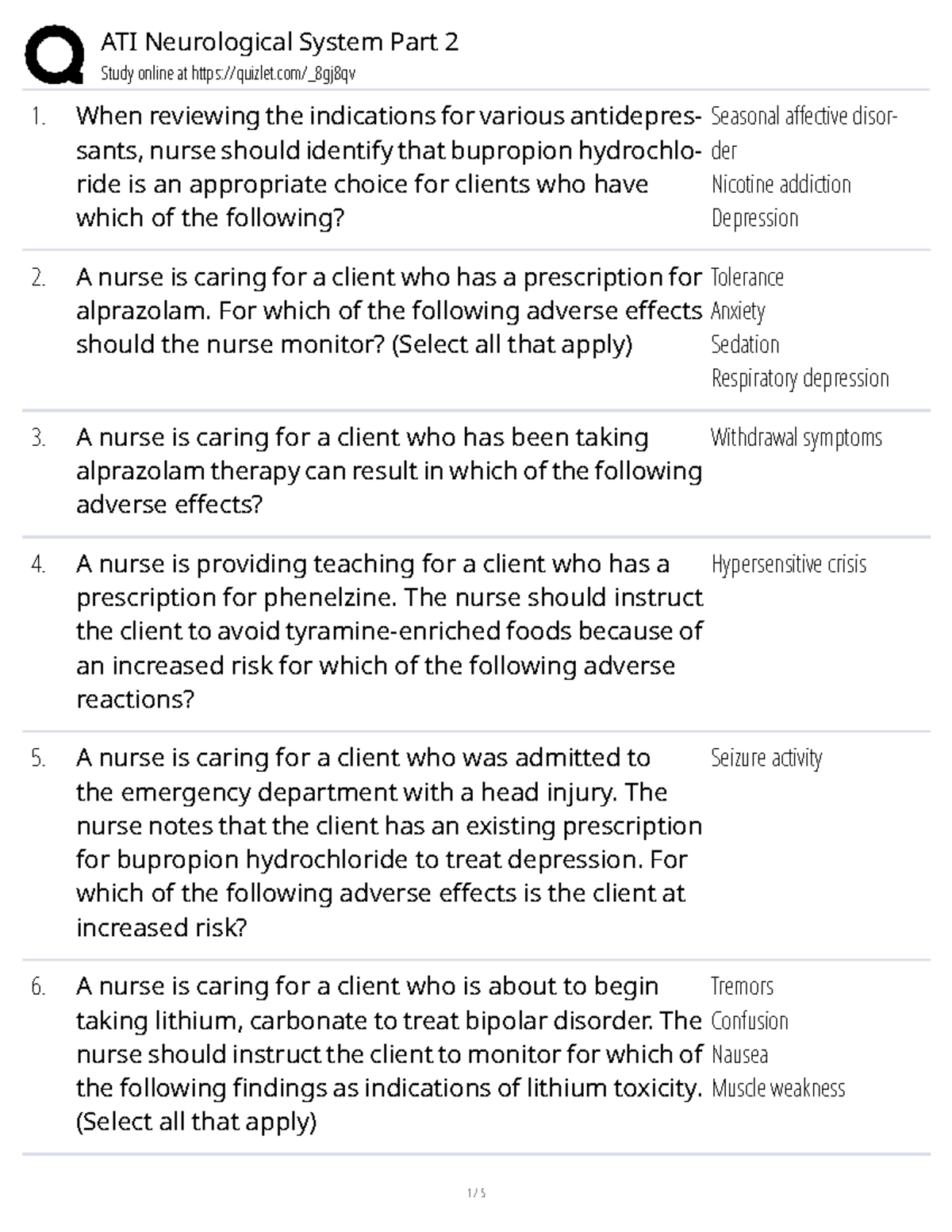 ATI Neurological System Part 2 Study Guide for Nursing Students - Studocu