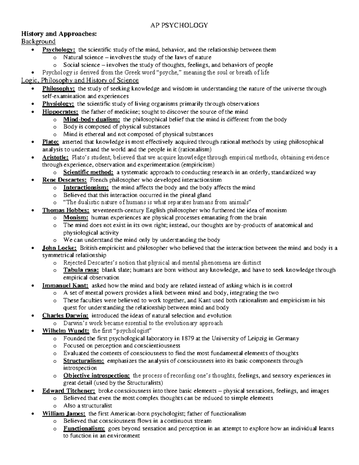 Pdfcoffee - Read - AP PSYCHOLOGY History and Approaches: Background ...