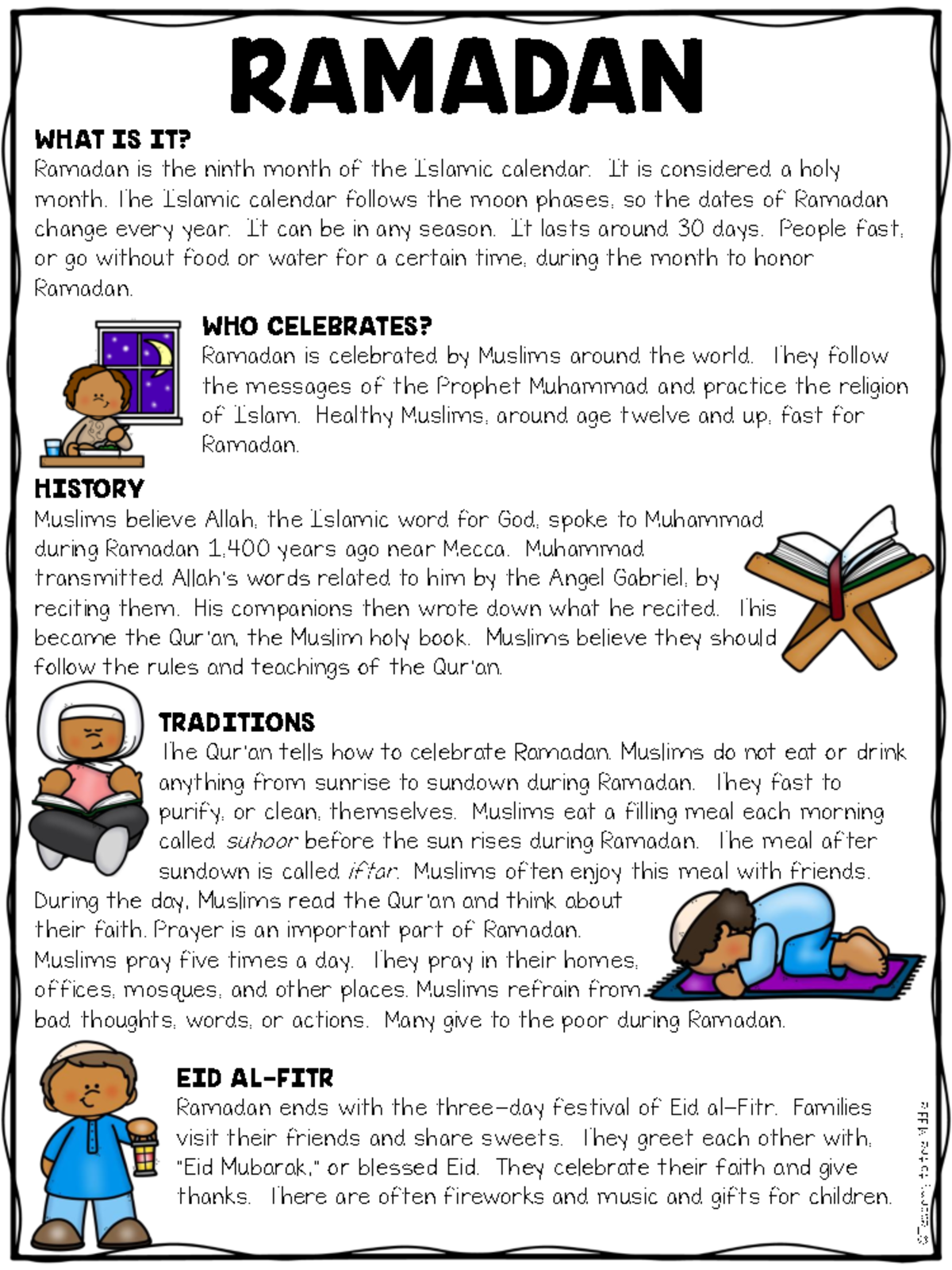 Joel Rodriguez - Ramadan Reading Comprehension Worksheet Islam Muslim ...
