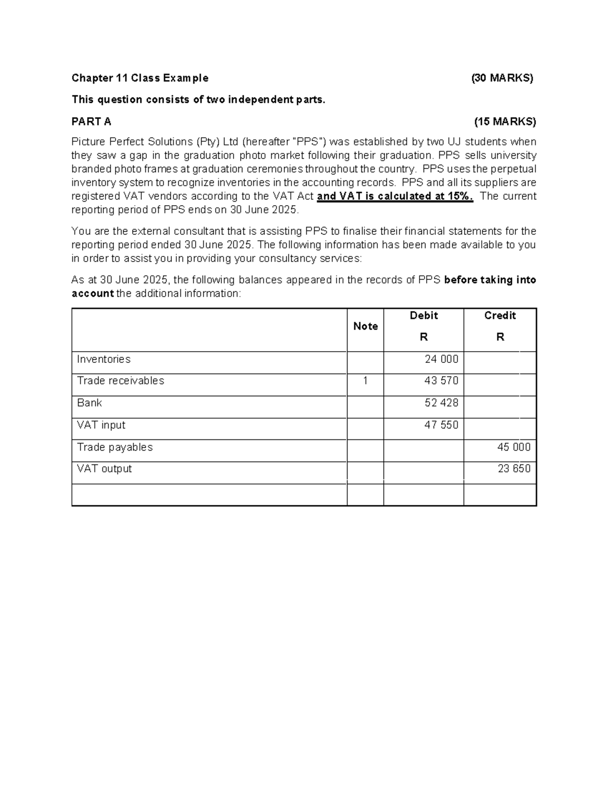 Chapter 11 Class Example: Financial Consultancy for PPS (30 MARKS ...