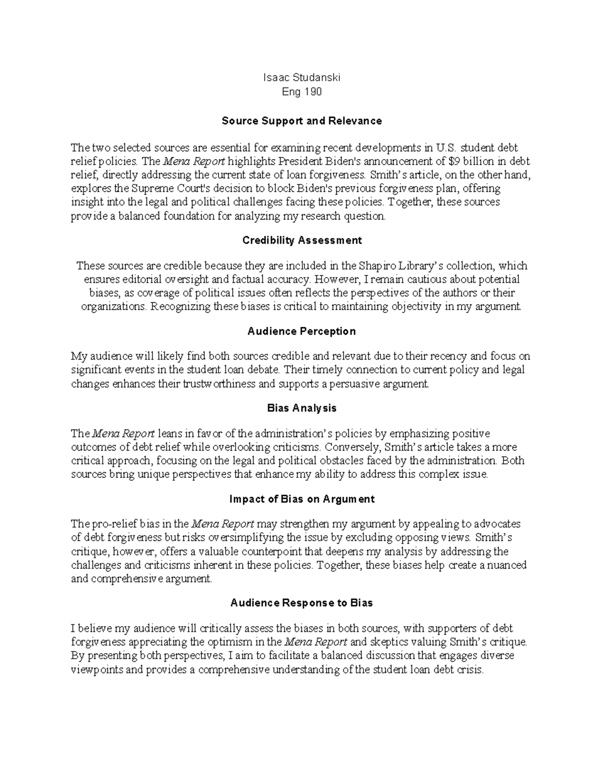 Eng 190 Essay Notes: Analyzing Sources on U.S. Student Debt Relief ...