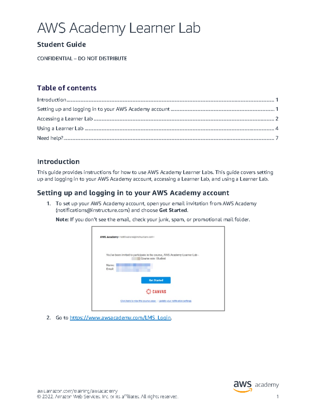 AWS Academy Learner Lab Student Guide: Setup & Usage Instructions - Studocu