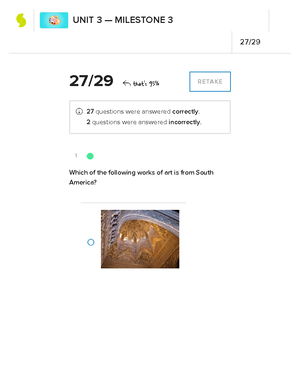 Art History I - Unit 1 Test - 1 28 / 31 that's 90% RETAKE 28 questions ...