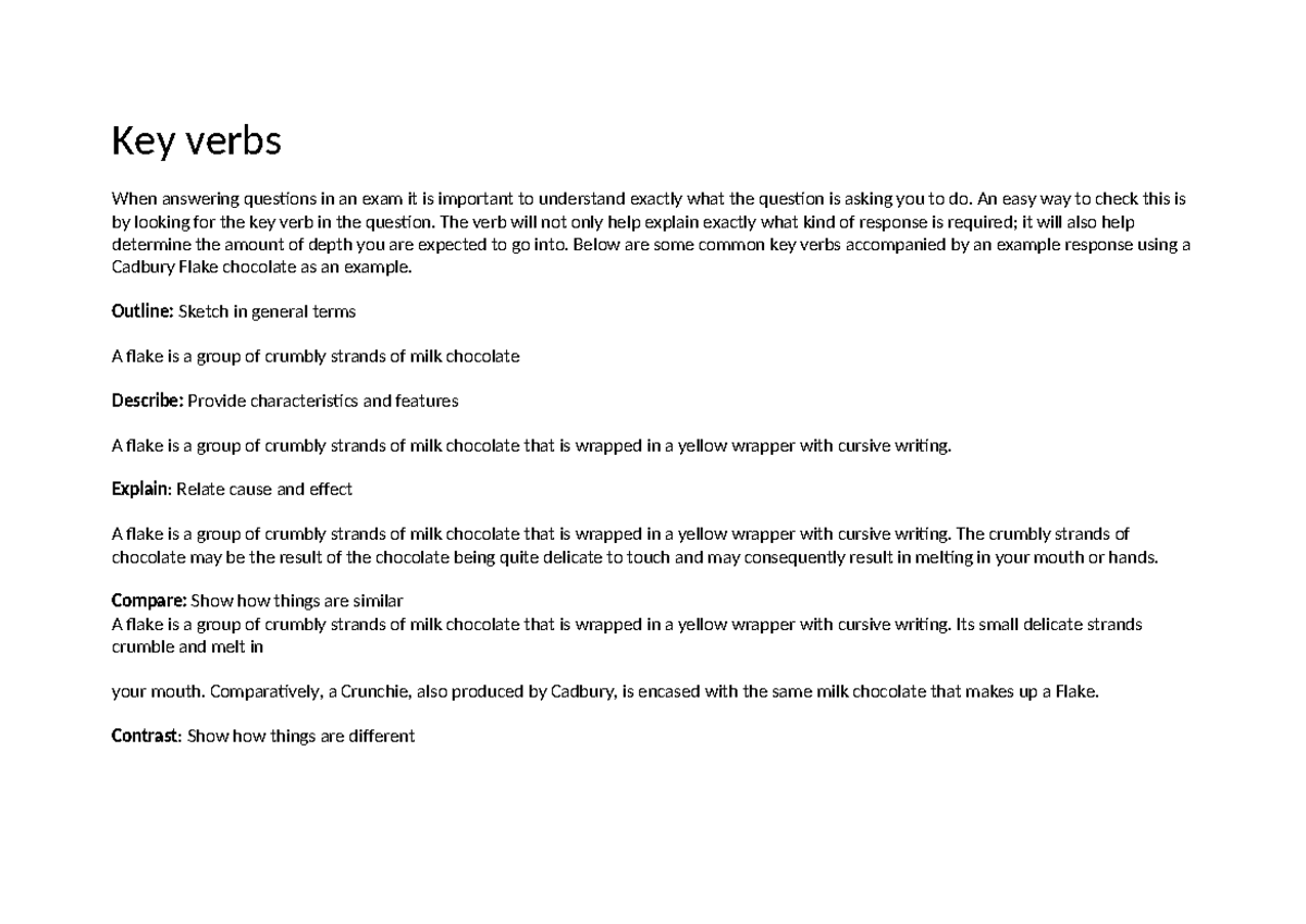 HSC Verbs Worksheet: Understanding Key Verbs for Exam Responses - Studocu