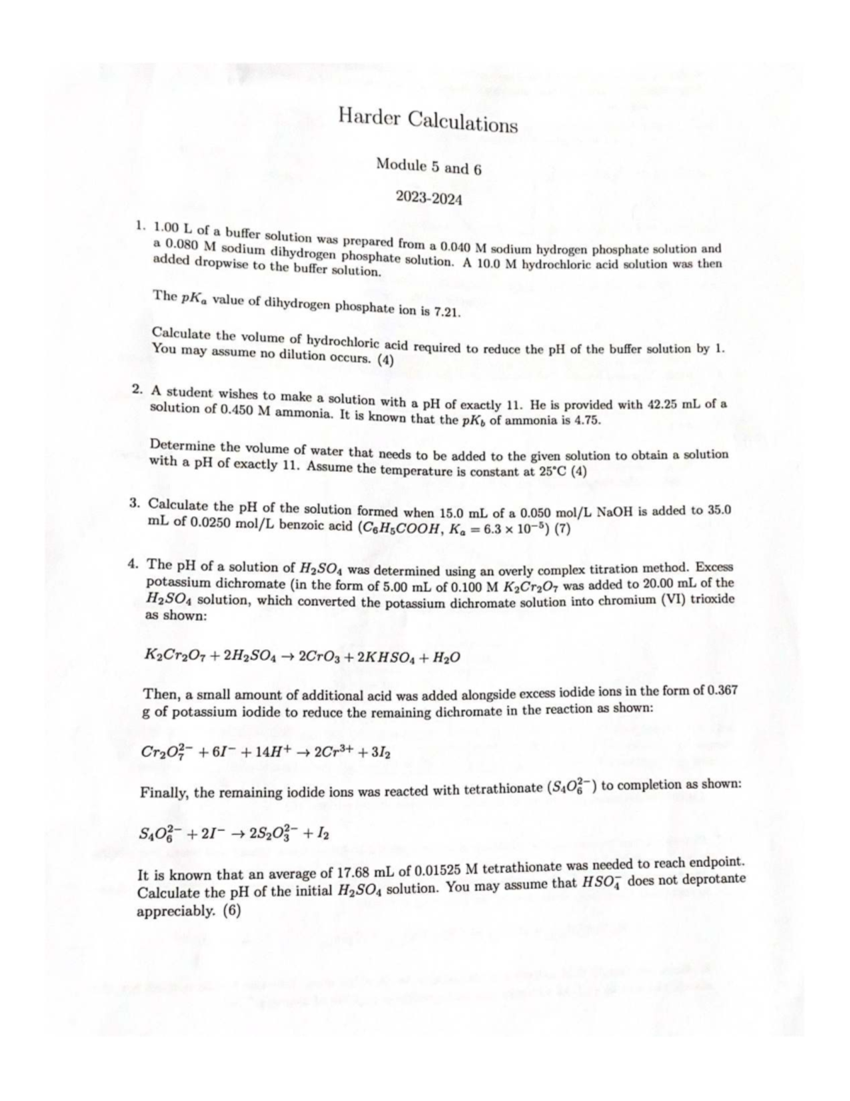 Advanced Chemistry Calculations: Module 5 & 6 Notes - Studocu