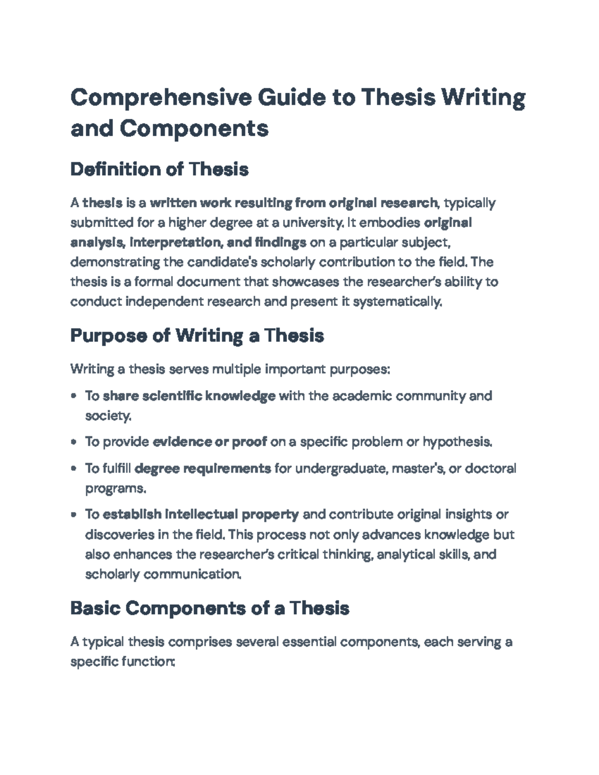 Comprehensive Guide to Thesis Writing (THS101) - Studocu