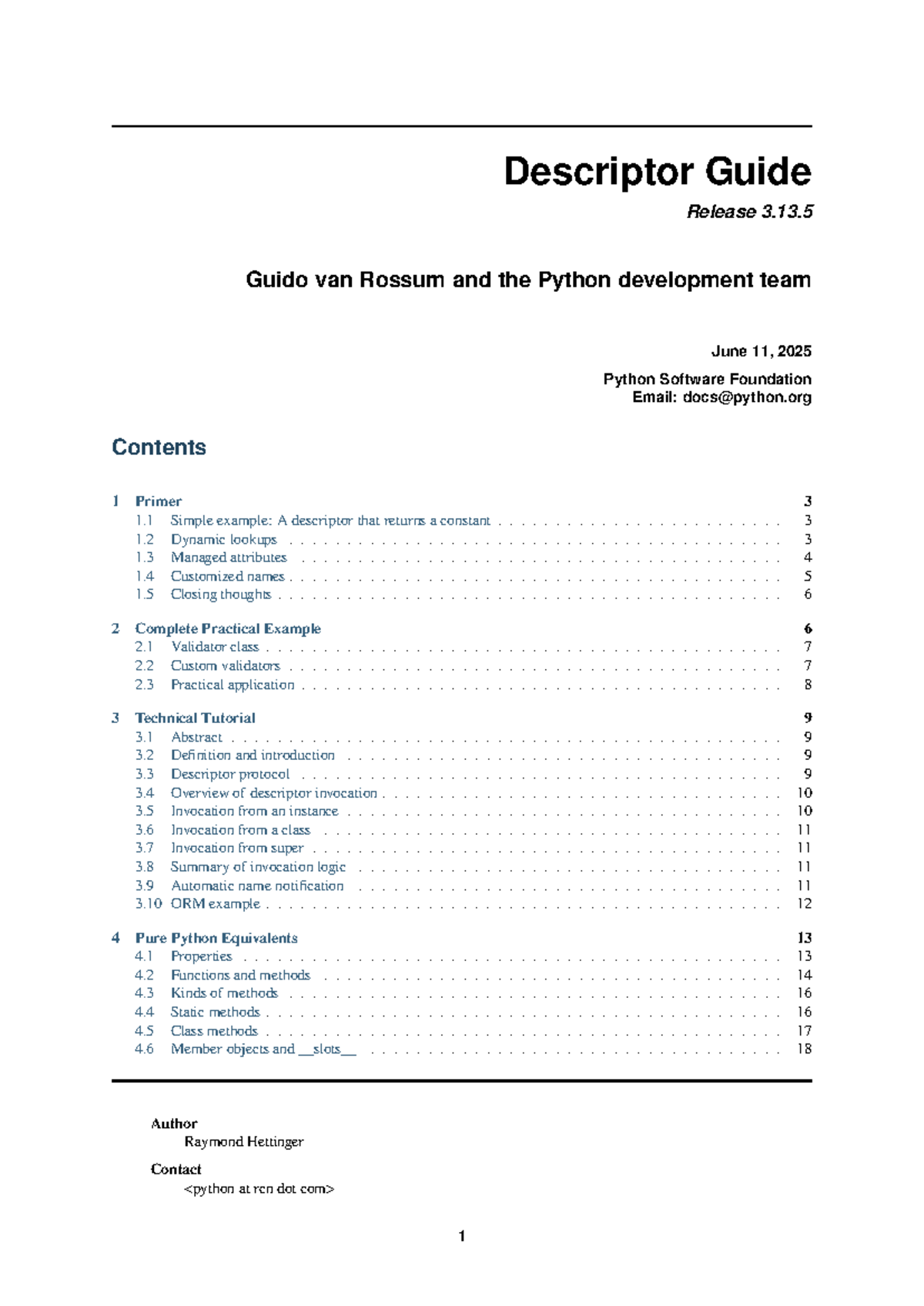 Descriptor Guide: Understanding Python's Descriptor Protocol (Release 3 ...