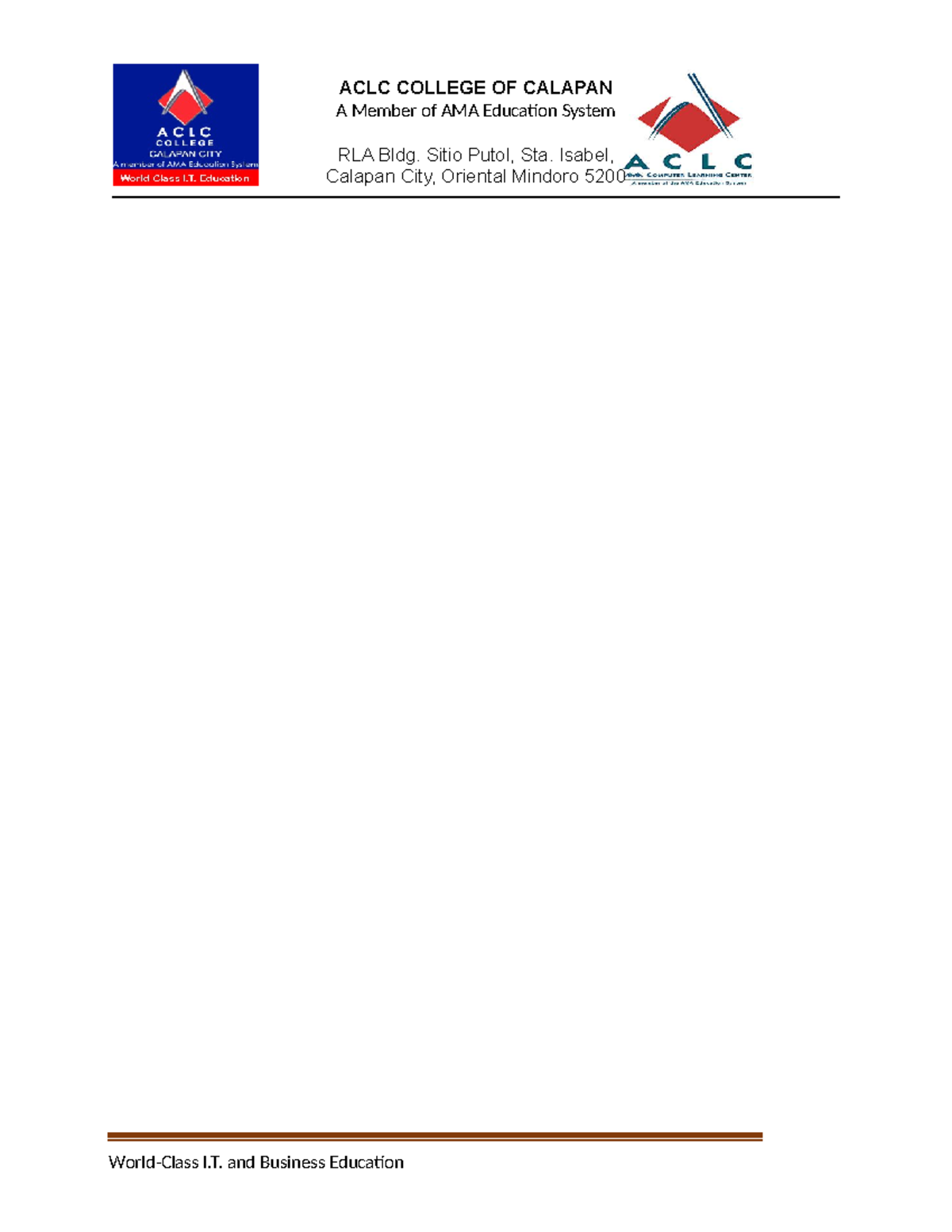 Ej - good - Practicum - World-Class I. and Business Education ACLC ...