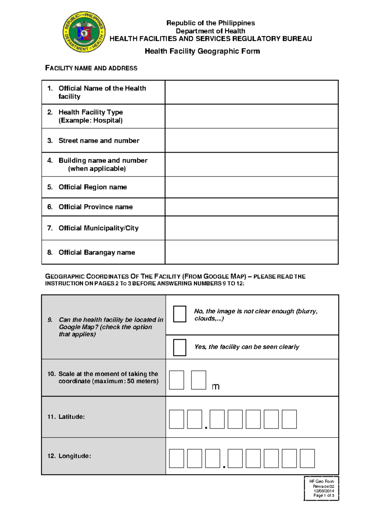 Health Facility Geographic FormHealth facility geographic form - Health ...