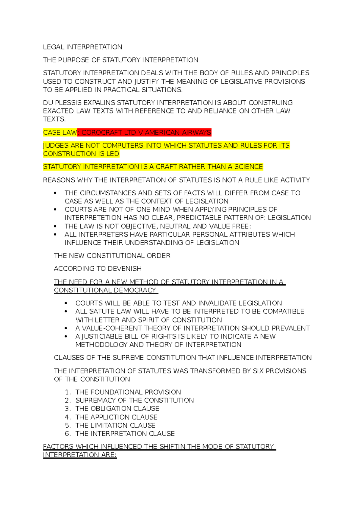 Statutory Interpretation: Principles and Case Law Analysis - Studocu