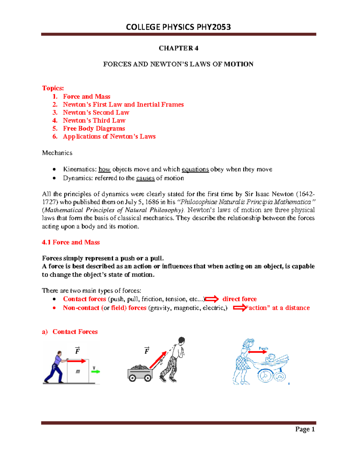 Chapter 4: Forces & Newton's Laws of Motion - Mechanics Overview - Studocu
