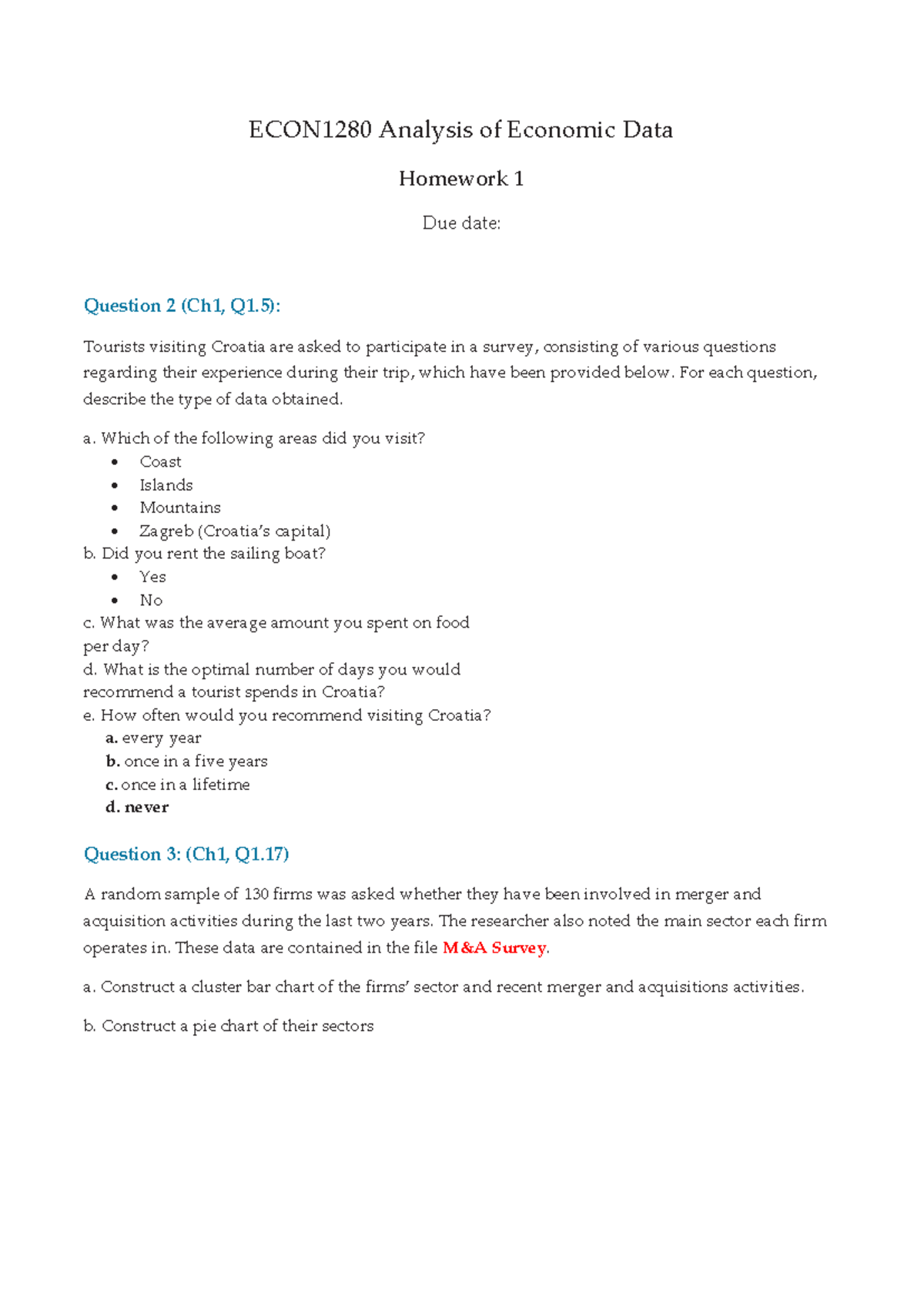ECON1280 Homework 1: Economic Data Analysis Questions - Studocu