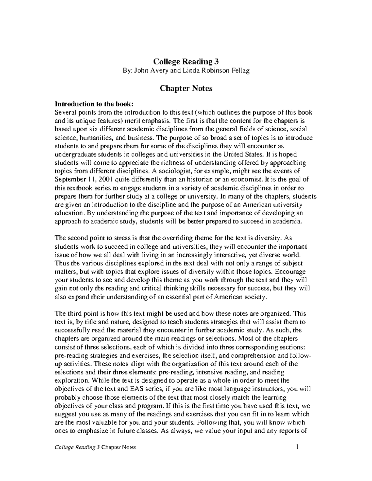 Teaching Notes for College Reading 3 (EAS: Chapters 1 & 2) - Studocu