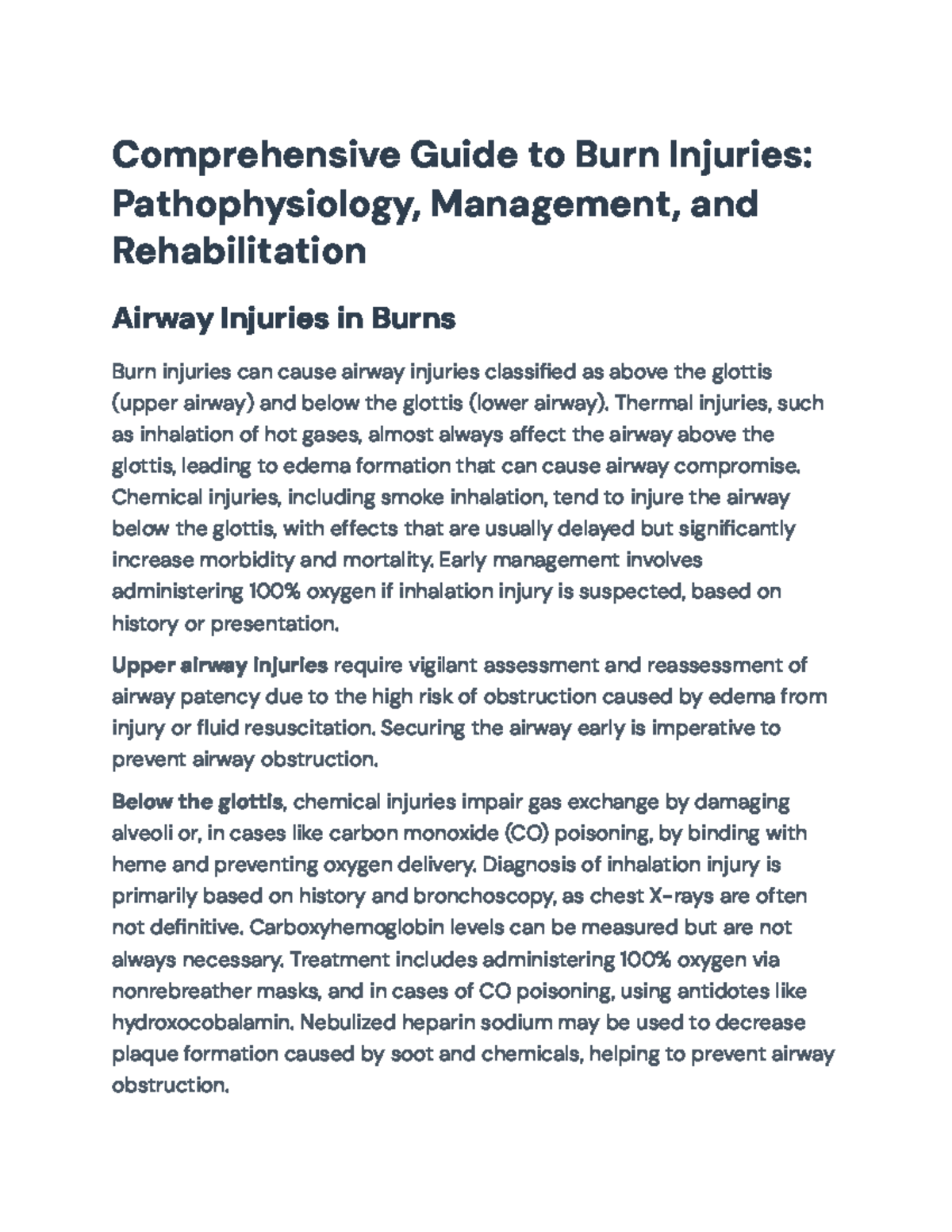 Comprehensive Guide to Burn Injury Management: Protocols & Care - Studocu