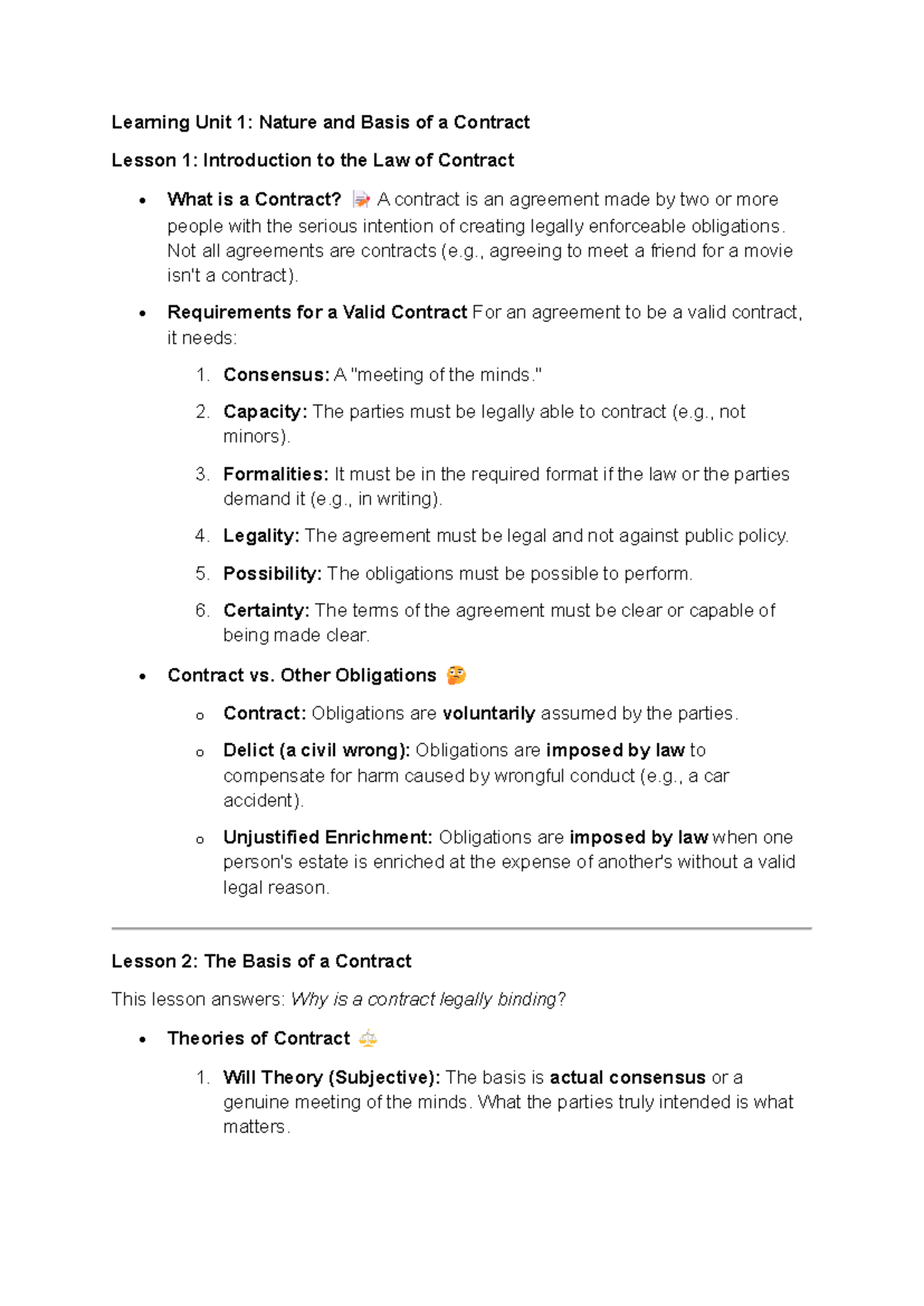 PGVL3702: Lesson Notes on Contract Law Fundamentals - Studocu