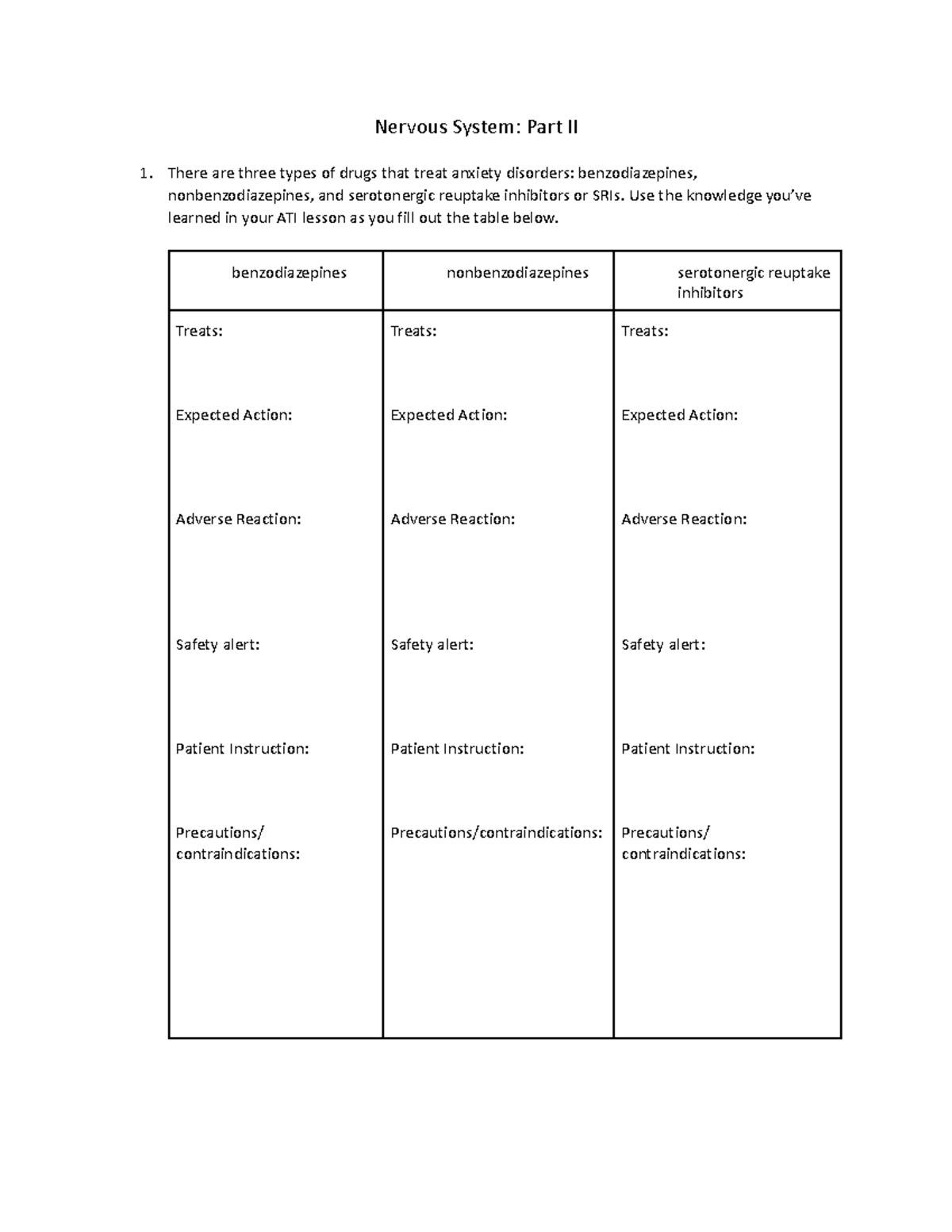 Nervous System Part II.docx - Nervous System: Part II There are three ...