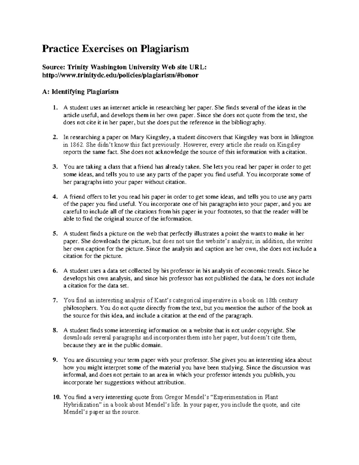 Plagiarism Exercises: Identifying and Understanding Common Knowledge ...