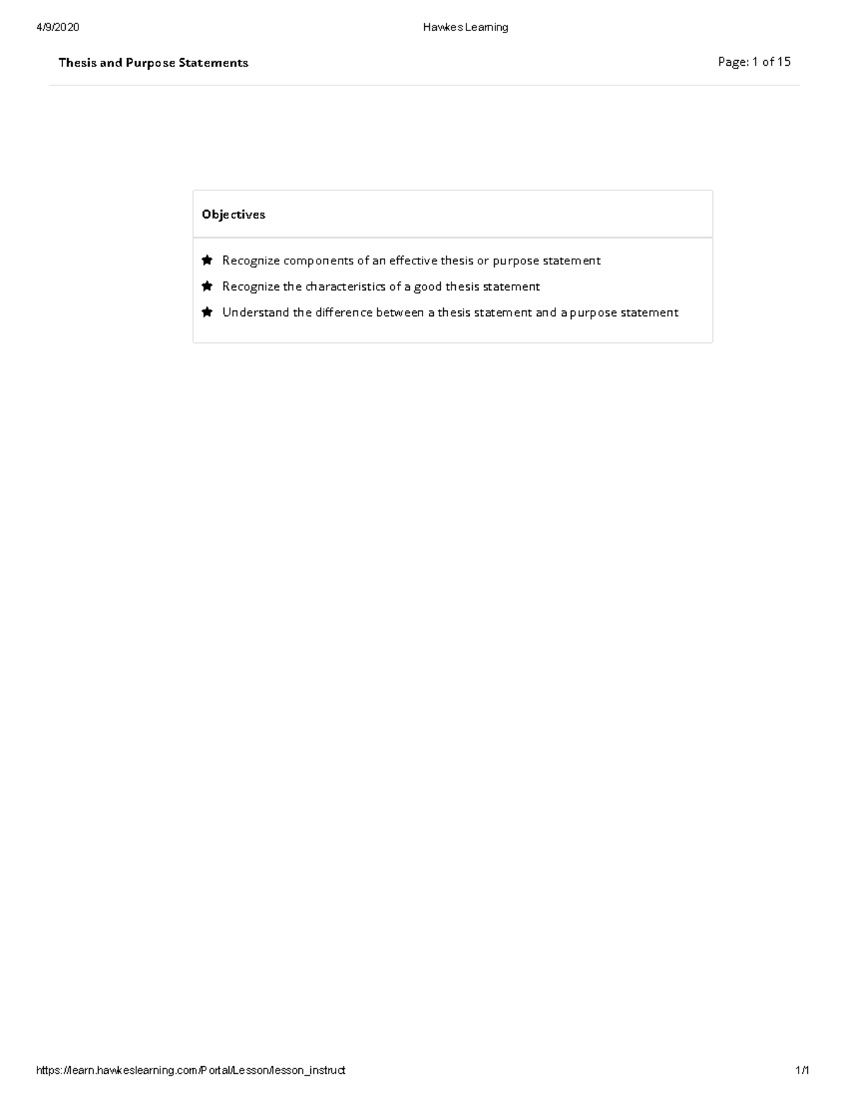 Thesis & Purpose Statements: Understanding Essential Elements - Studocu