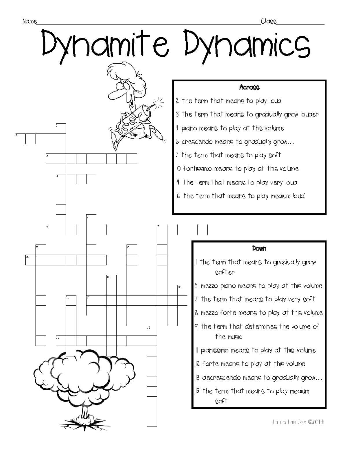 Music Class Dynamics Crossword Puzzle Worksheet-1 - - Studocu