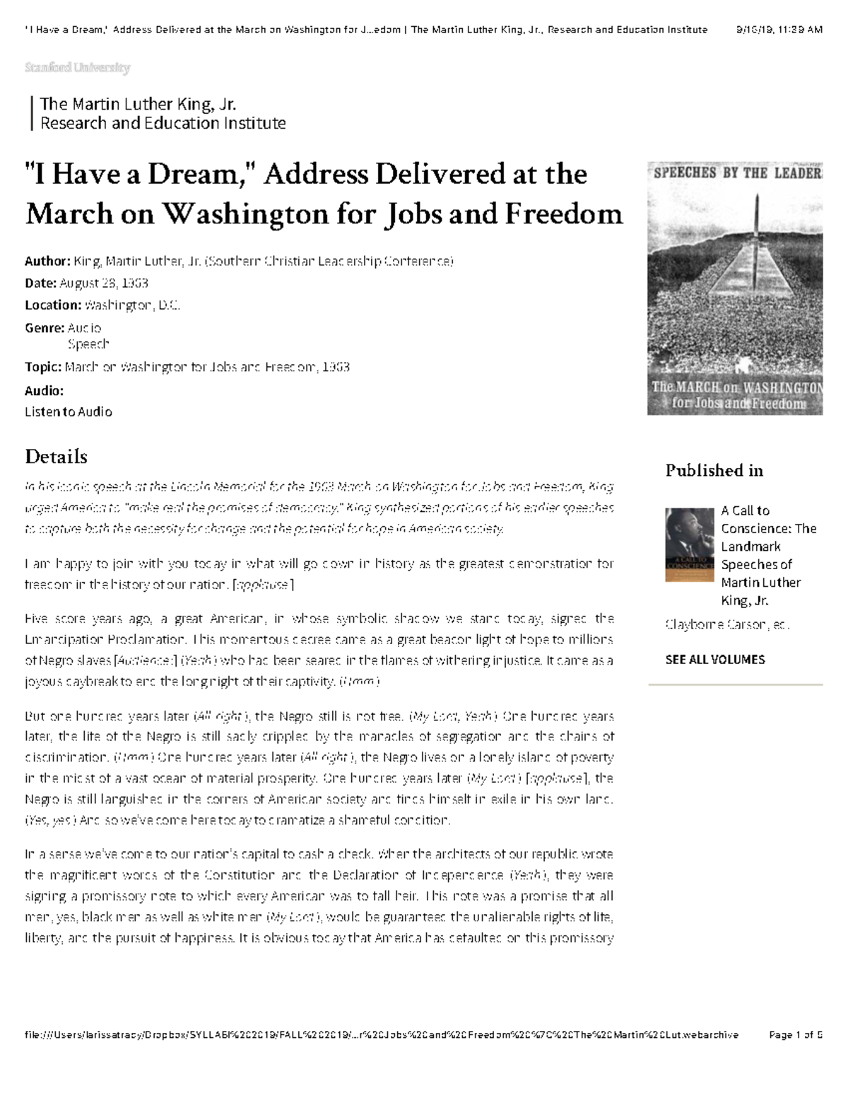 I Have a Dream: MLK's Iconic Speech at the 1963 March on Washington ...