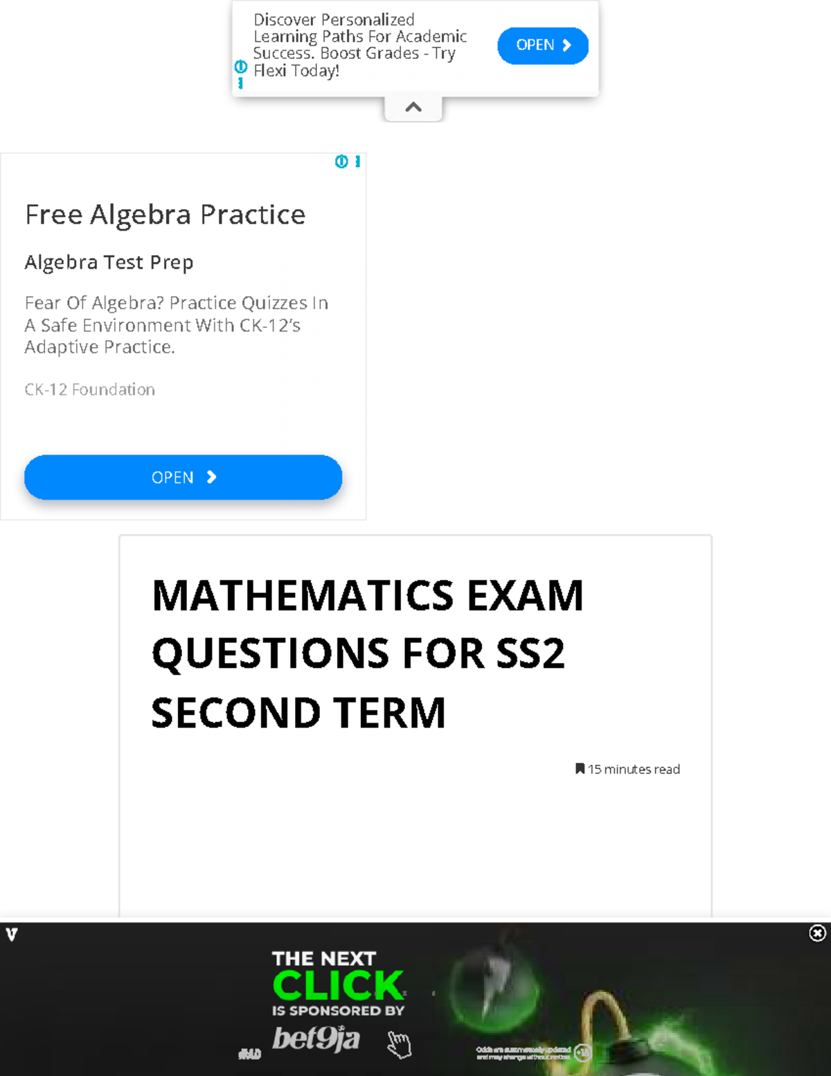 SS2 Mathematics Exam Questions - 2nd Term Review - Studocu