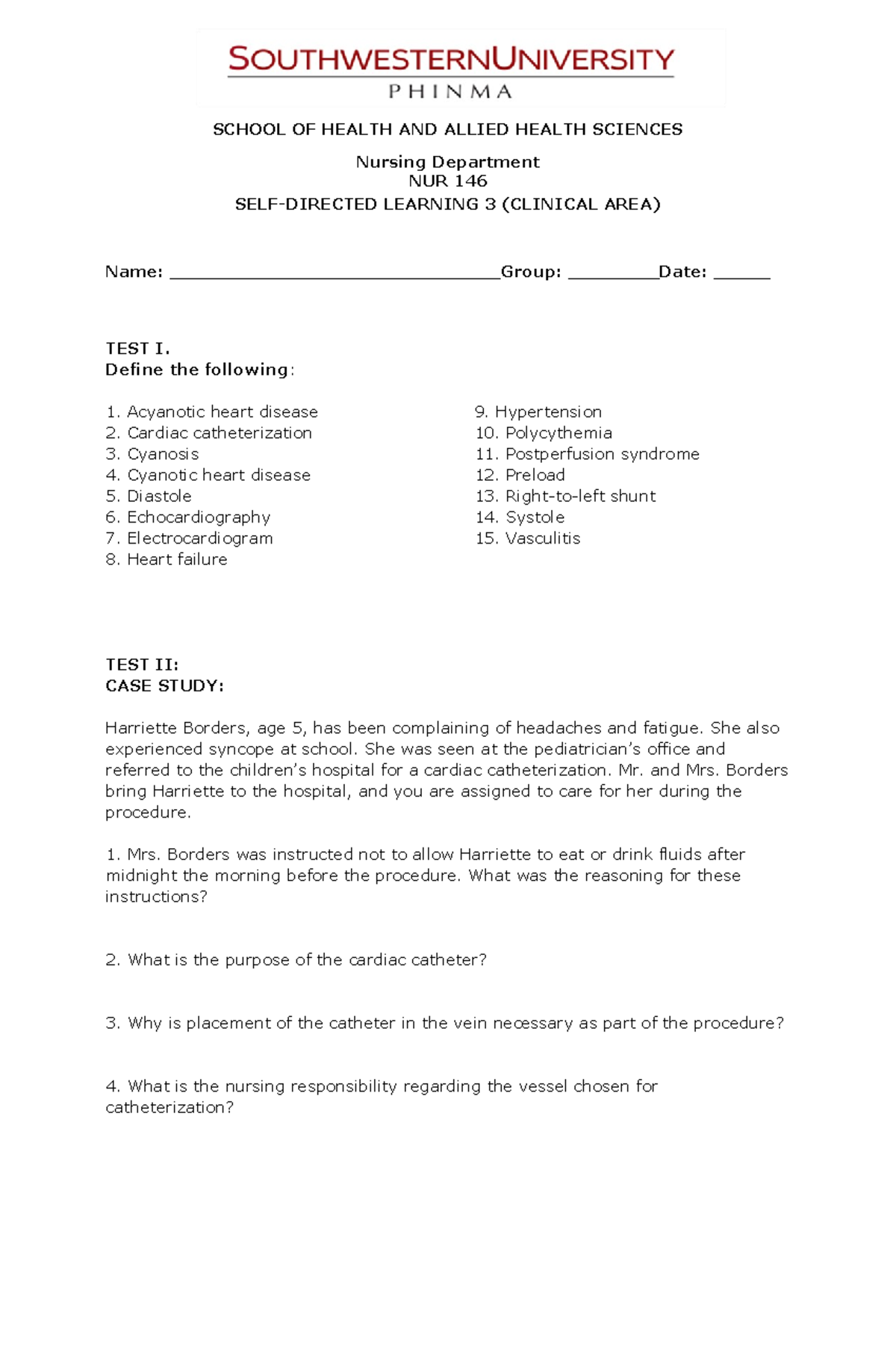 MCN 2 SDL 3 - SDL 3 MCN NUR 145 - SCHOOL OF HEALTH AND ALLIED HEALTH SCIENCES Nursing Department ...