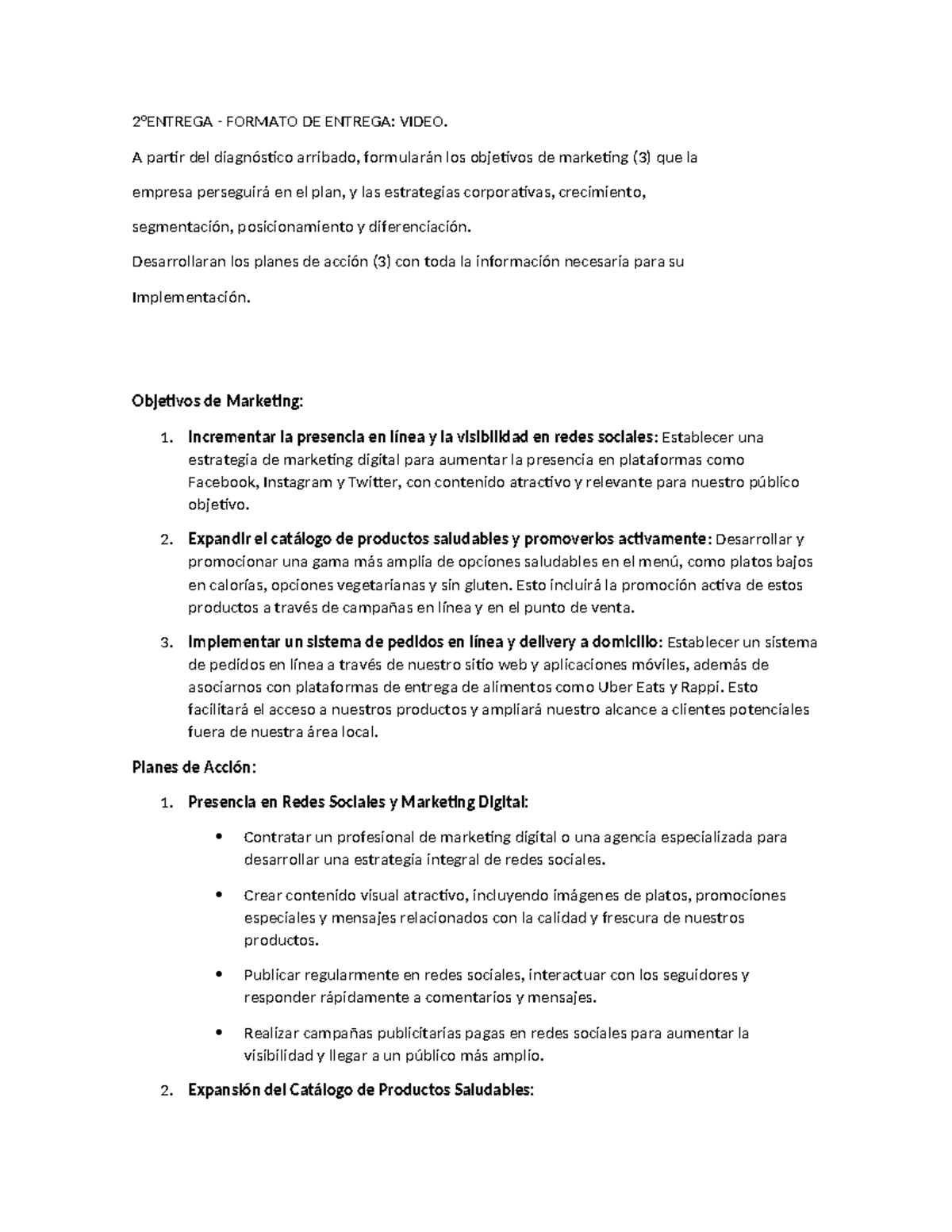 TP Técnicas: Objetivos y Estrategias de Marketing - Entregable 2 - Studocu