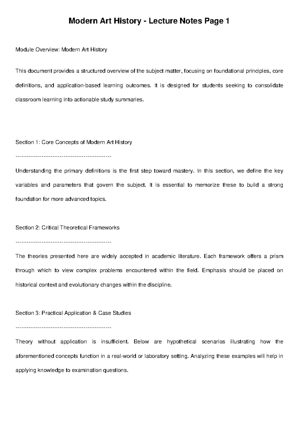 Modern Art History Lecture Notes: Key Concepts & Frameworks - Studocu