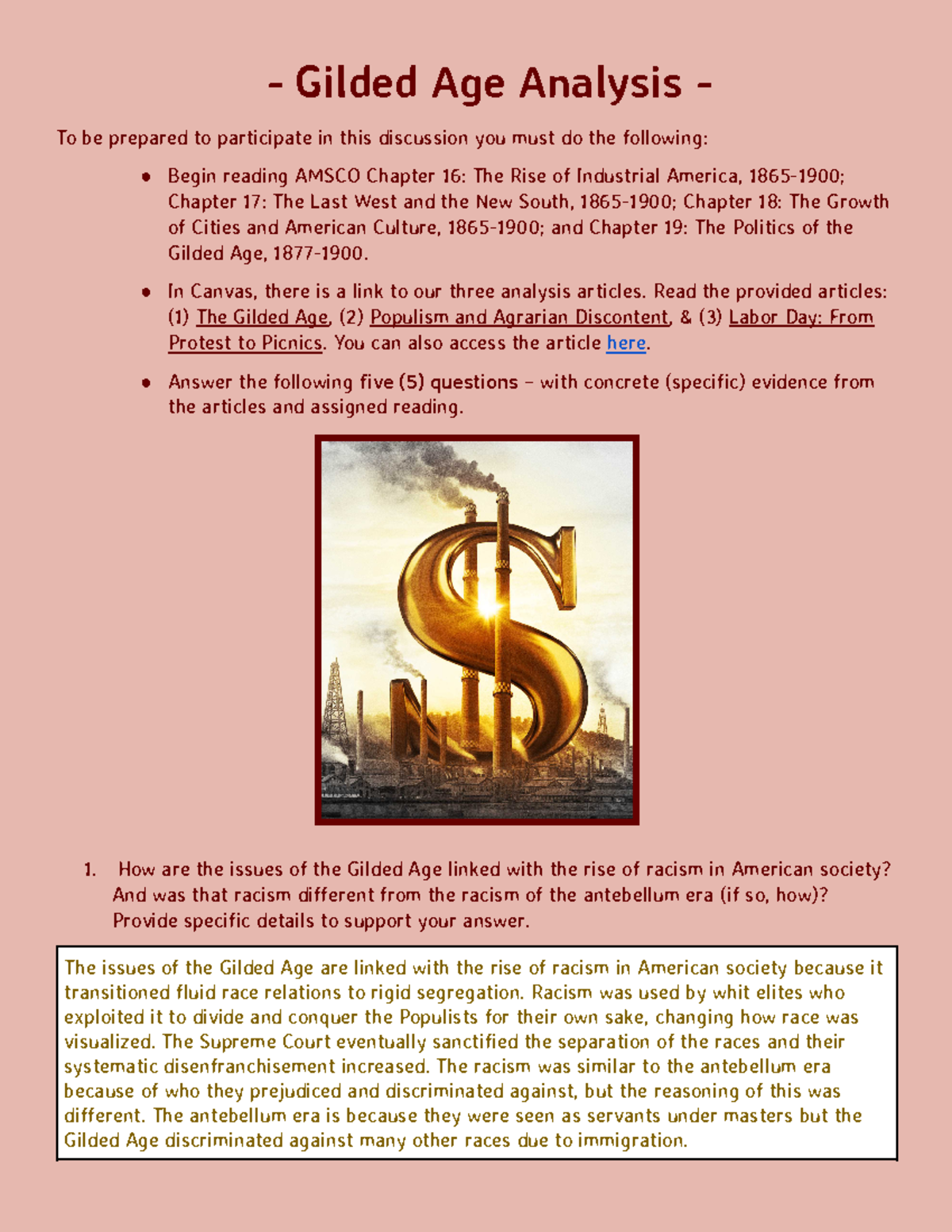 USH Gilded Age Analysis Questions and Discussion Prompts - Studocu