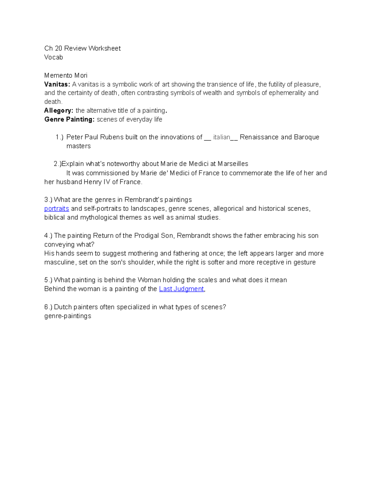 Chapter 20 Review - Summary of Art Concepts from Gardner's Art Through ...