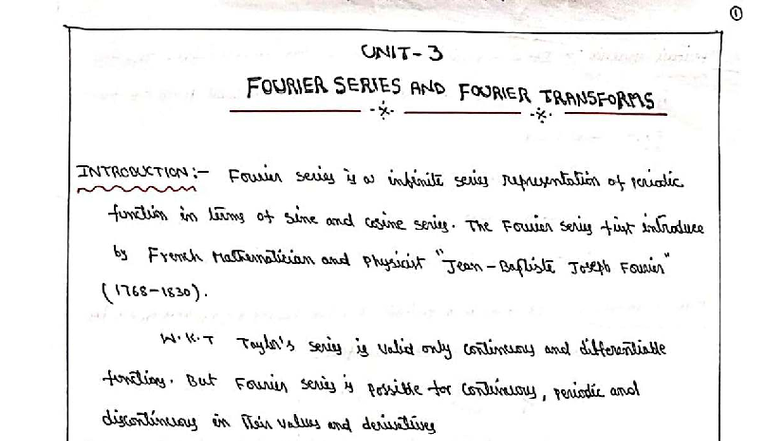 Fourier Series & Transforms: M3 Unit 3 Study Guide - Studocu