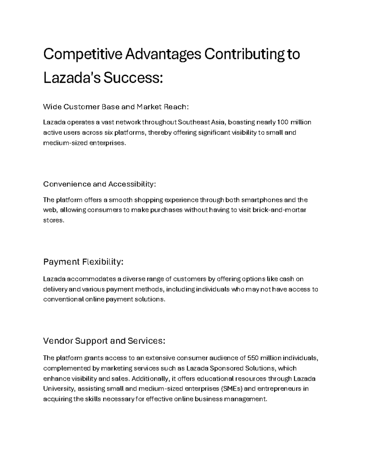 01 Activity 2 - Competitive Advantages Contributing to Lazada's Success ...