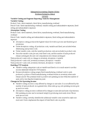 Managerial Accounting Chapter 4 Examples 9/20/21 - Managerial ...