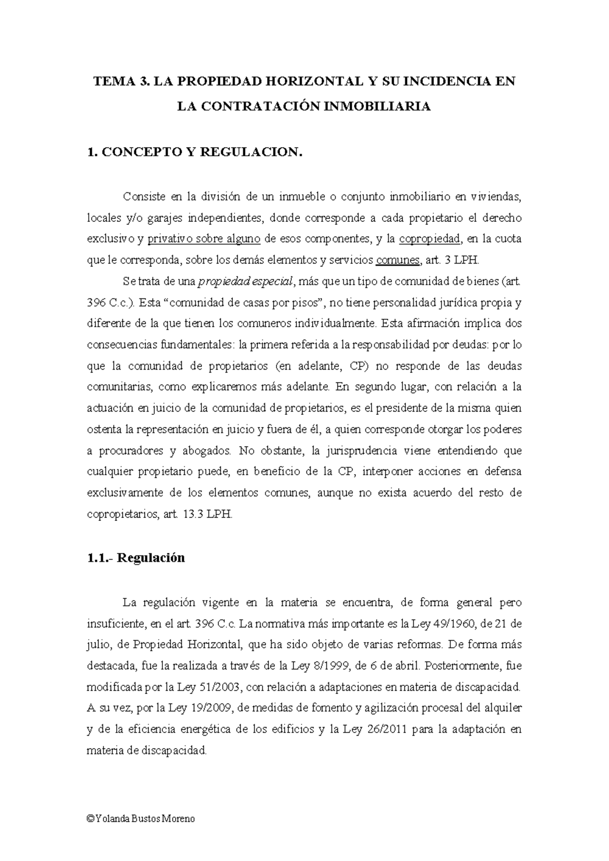 Propiedad Horizontal: Conceptos y Regulación (TEMA 3) - Studocu