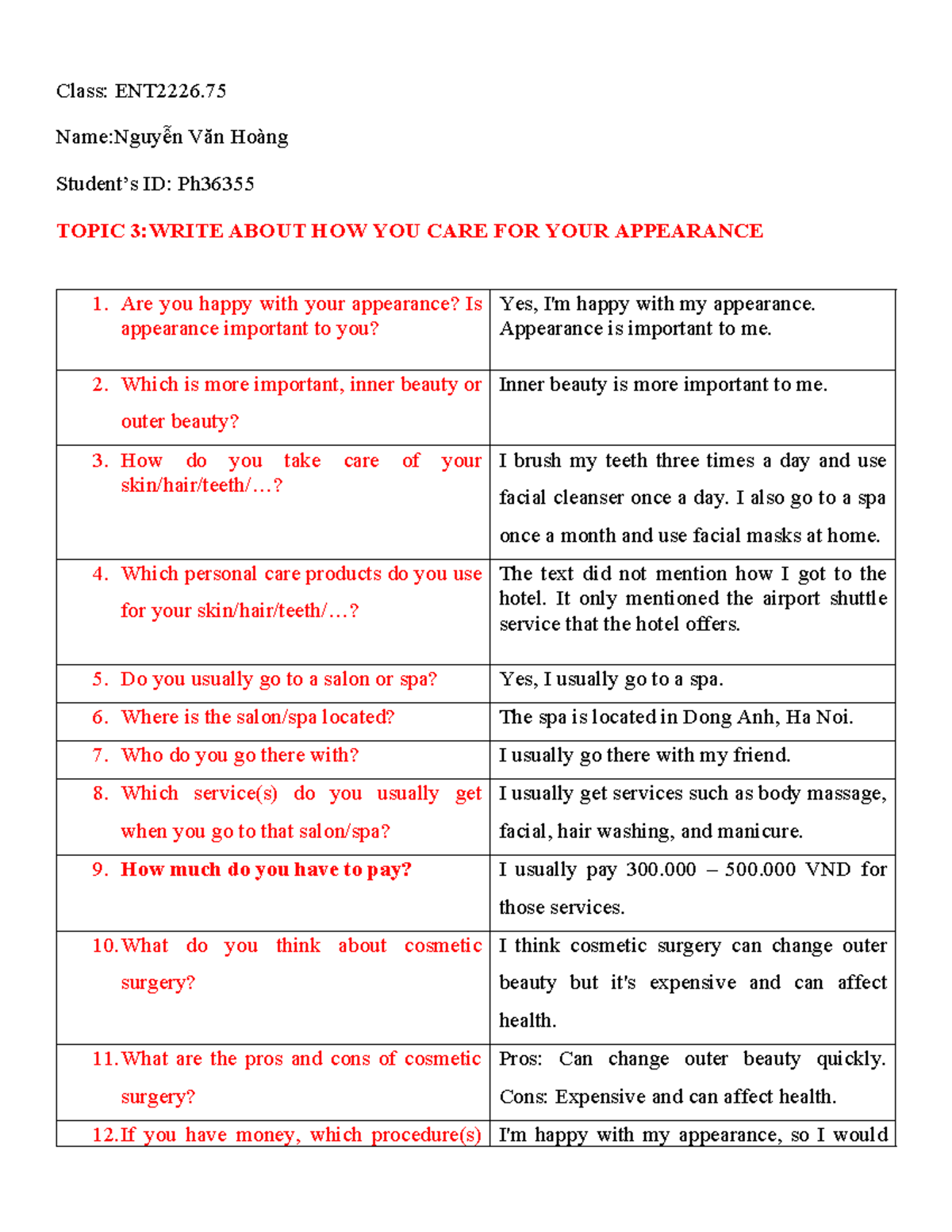 Topic 3 - sdfsf - Class: ENT2226. Name:Nguyễn Văn Hoàng Student’s ID ...