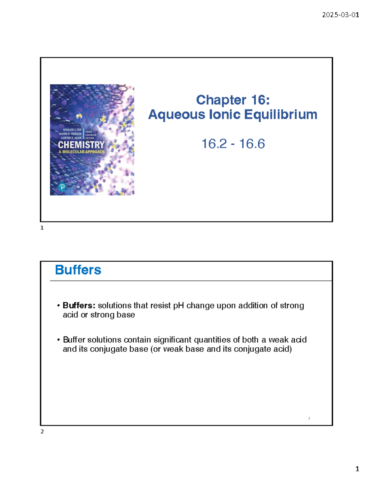 Chapter 16: Aqueous Ionic Equilibrium - Buffers & Titrations Notes ...