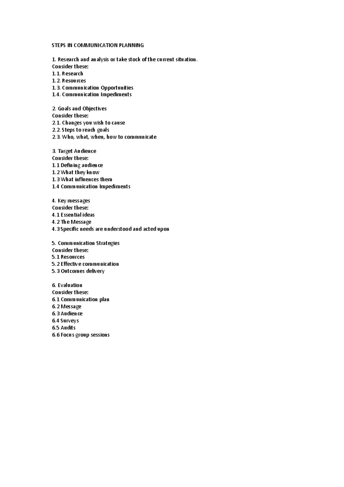 Steps IN Communication Planning - STEPS IN COMMUNICATION PLANNING ...