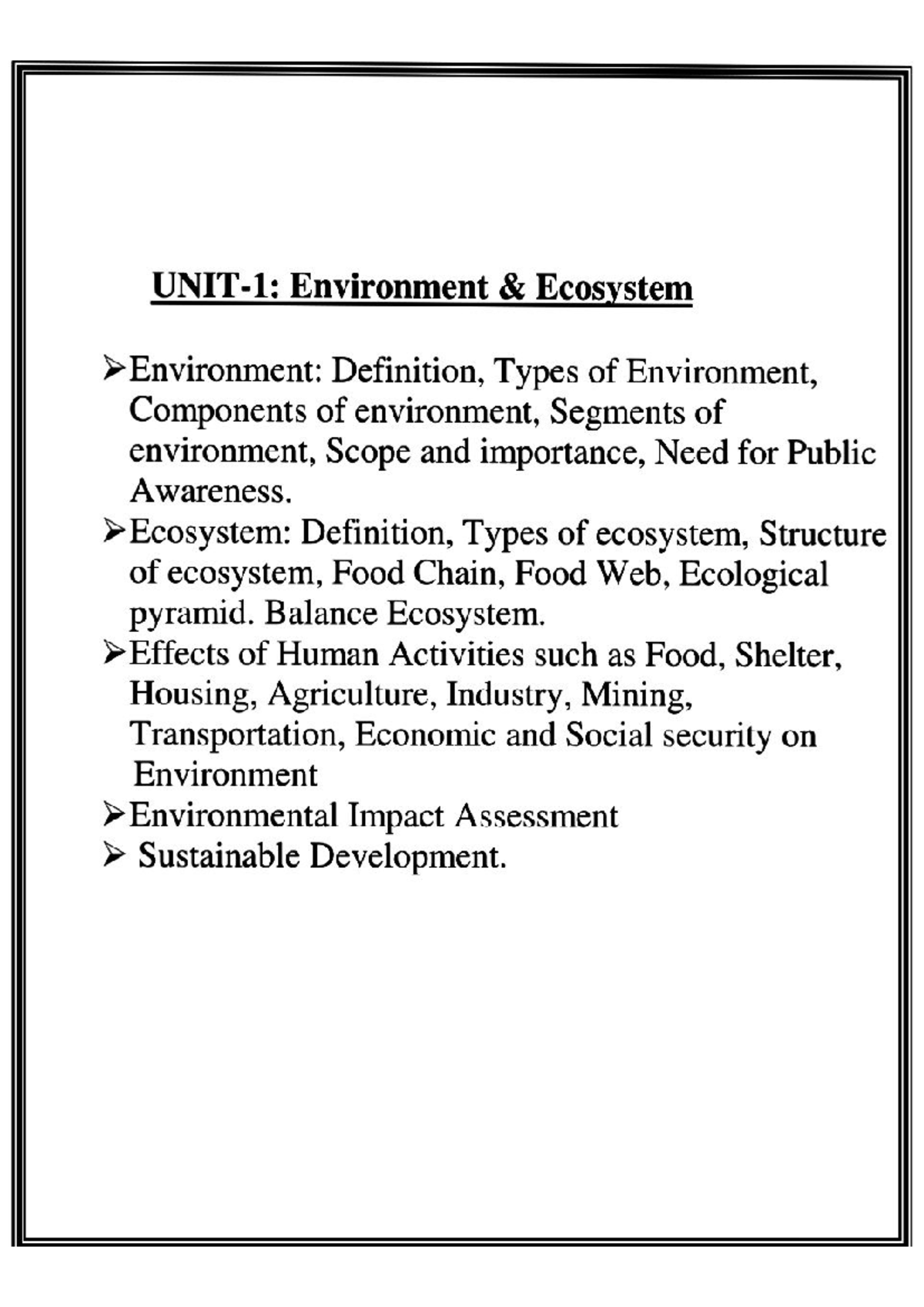 BTECH 101: Environment and Ecology - Unit 1 Comprehensive Notes - Studocu