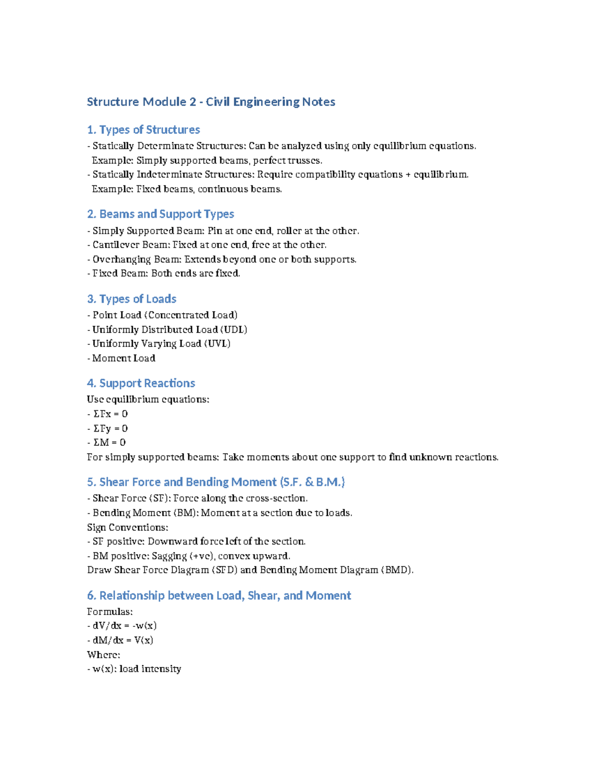 Civil Engineering Structure Module 2 Notes: Types of Structures & Loads ...