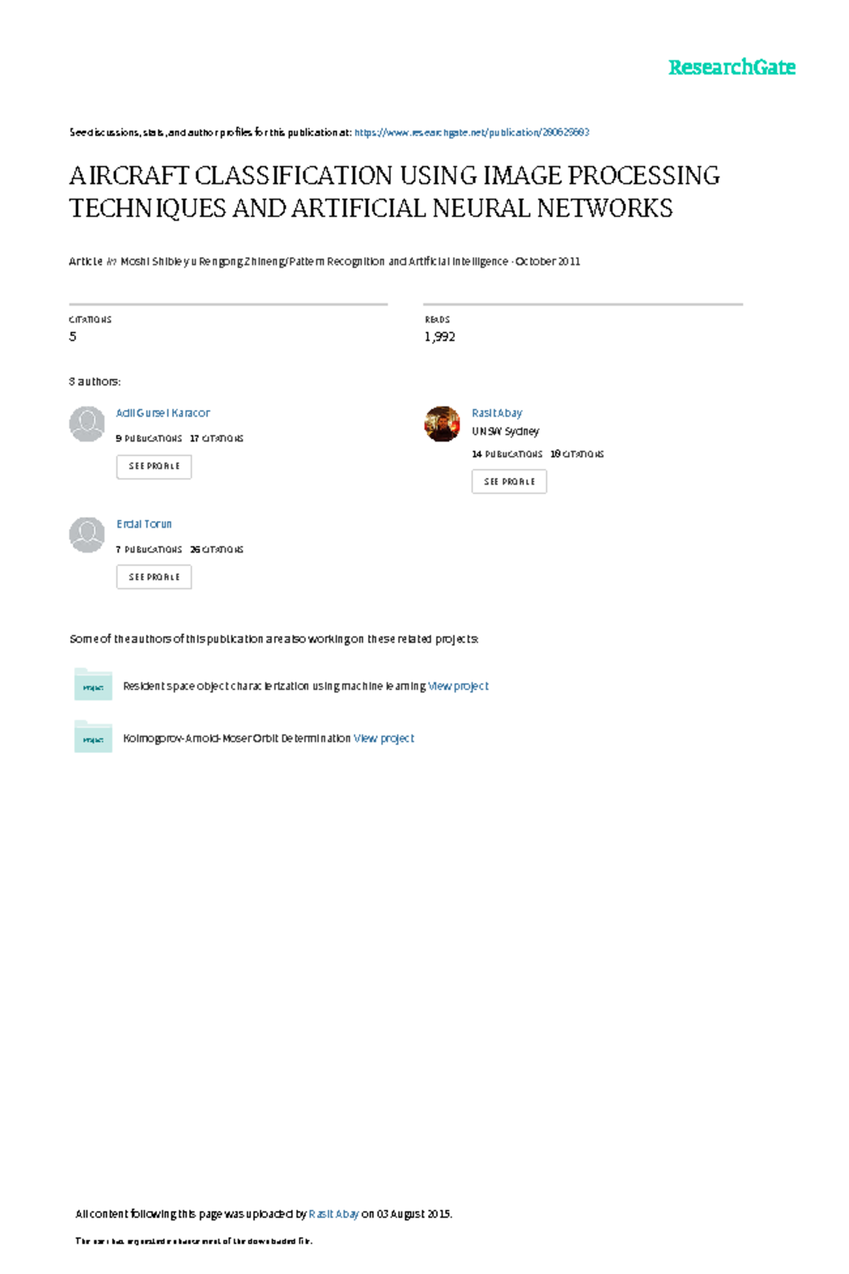 Aircraft Classification Using Image Processing Techniques AND ...