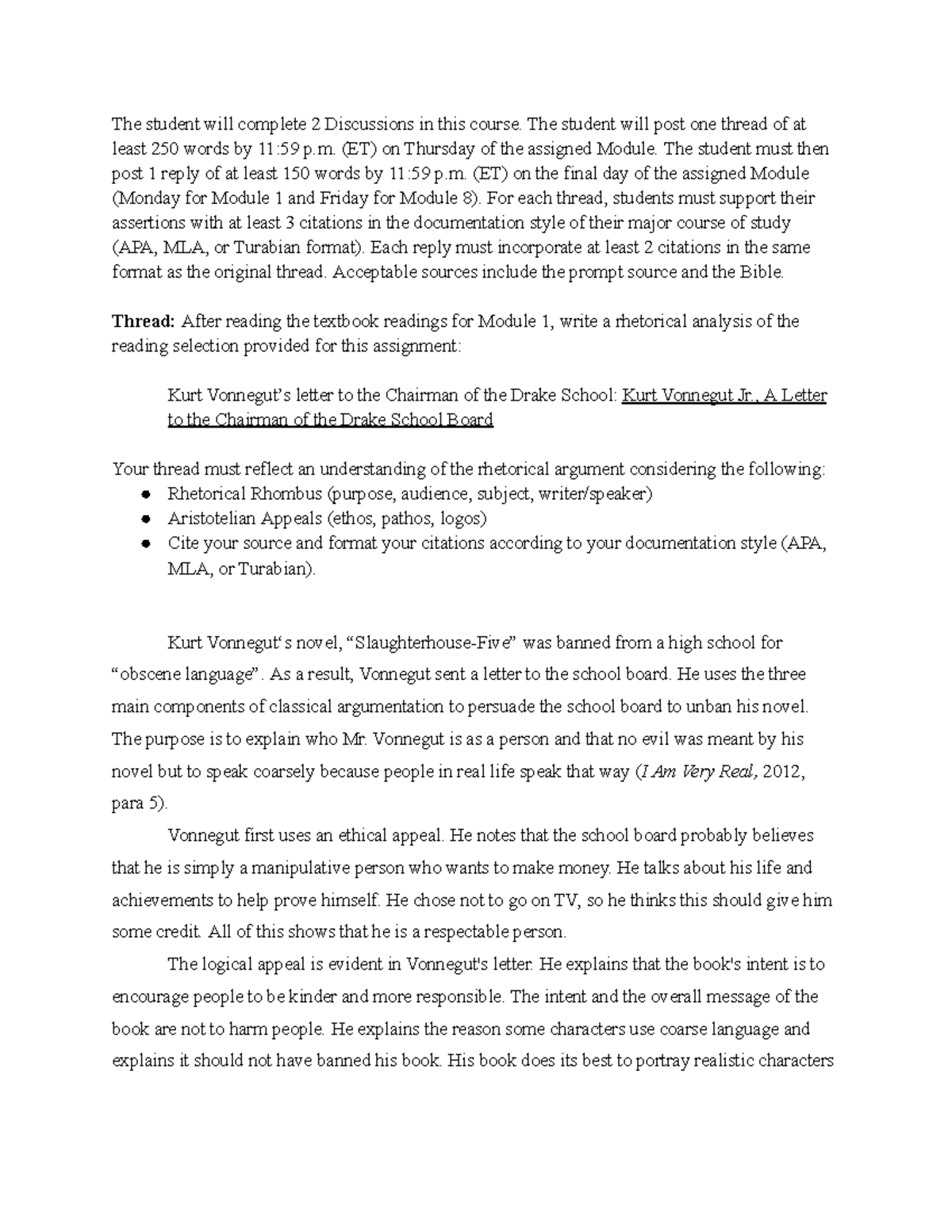 Rhetorical Analysis Discussion - ENGL 101 Assignment Guide - Studocu