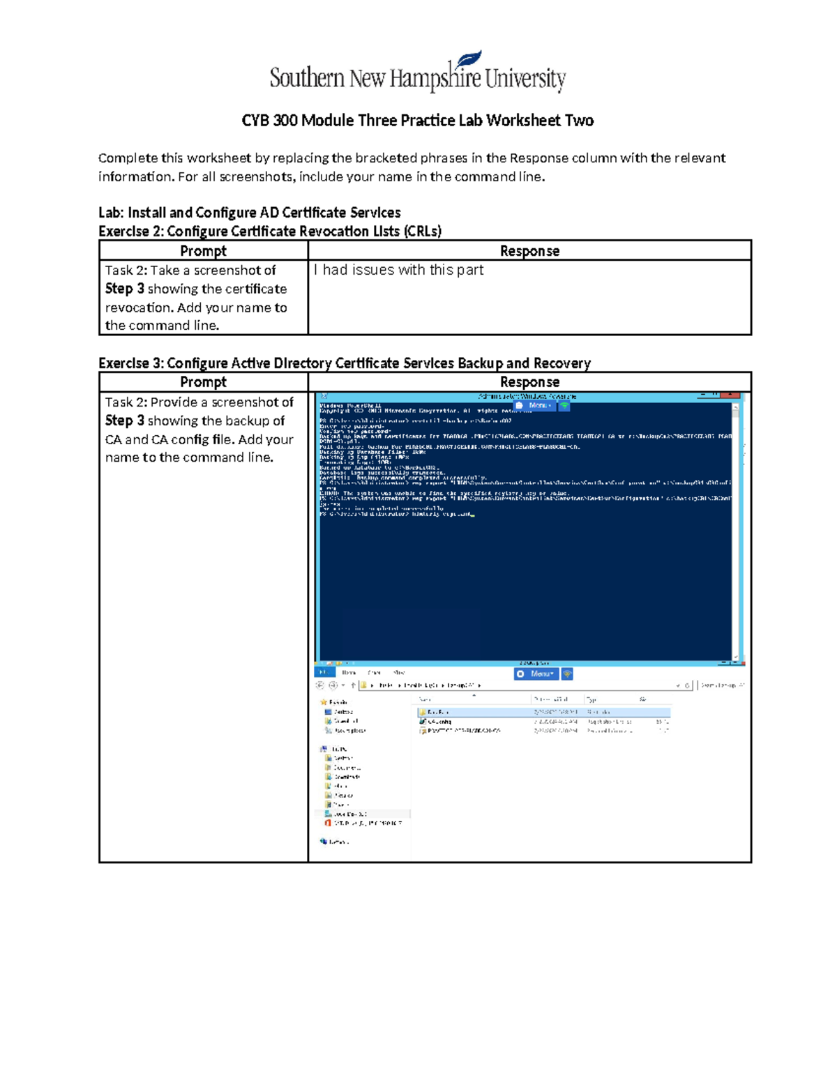 CYB 300 Module 3 Practice Lab: AD Certificate Services Setup - Studocu