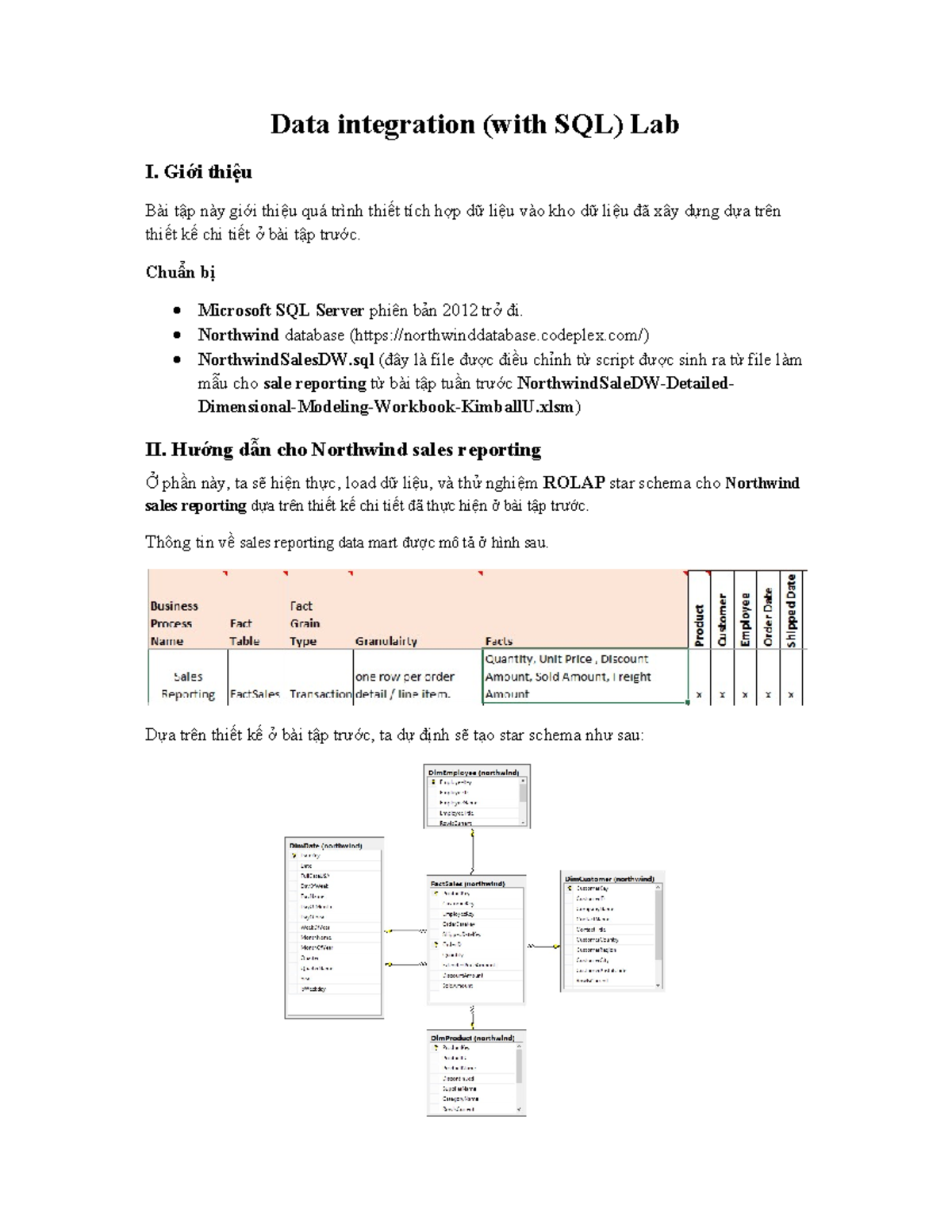Data Integration Lab using SQL for Northwind Sales Reporting - Studocu