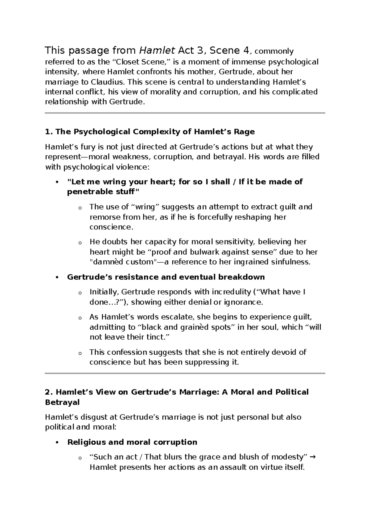 Act%203%20Scene%204%20extract%20analysis - This passage from Hamlet Act ...