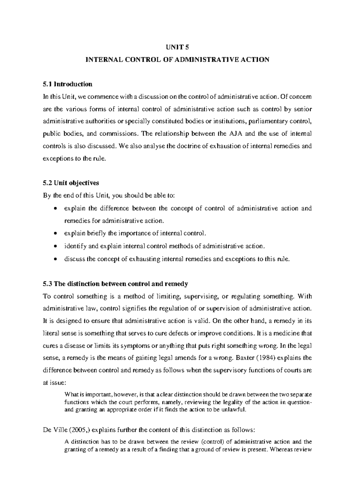 UNIT 5: Internal Control of Administrative Action in Administrative Law ...