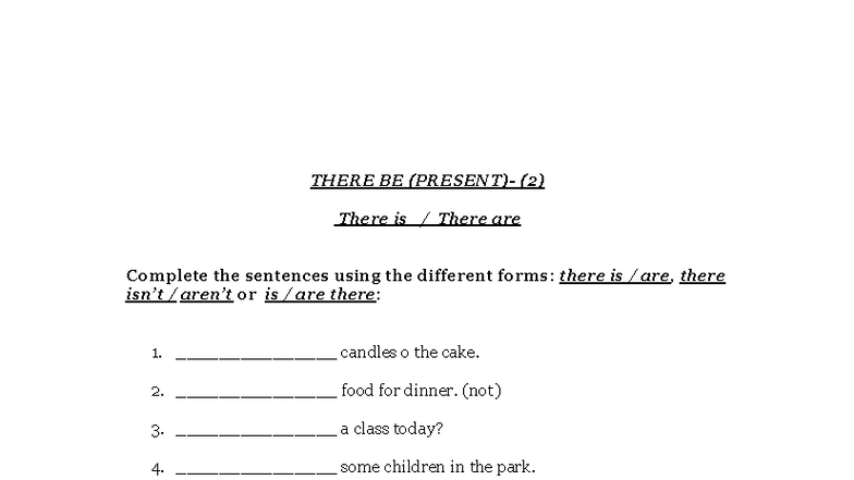 There is/are Practice Exercises - Present Tense - JBHDC - Studocu